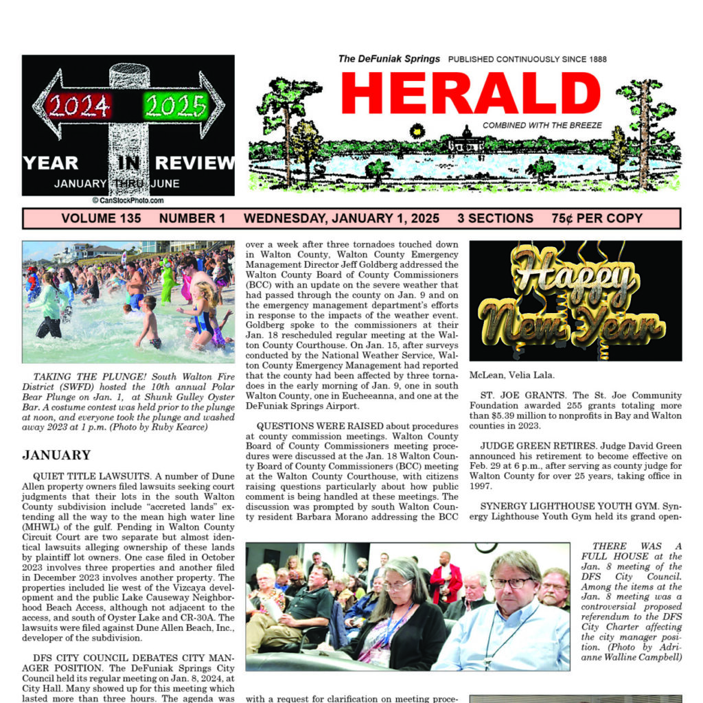 January 1, 2025 Online Edition – The Defuniak Herald-Breeze