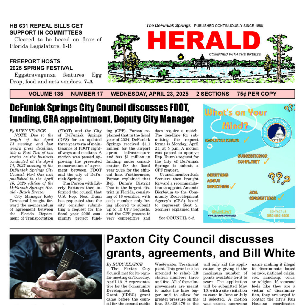 April 23, 2025 Online Edition – The Defuniak Herald-Breeze